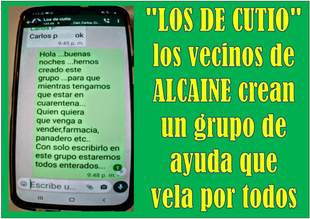 Alcaine se cuida y ayuda creando «LOS DE CUTIO» … un grupo de whatsapp ...