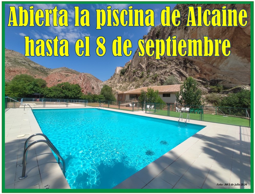Desde este sábado YA ABIERTA la piscina de Alcaine. Agua del manantial ...